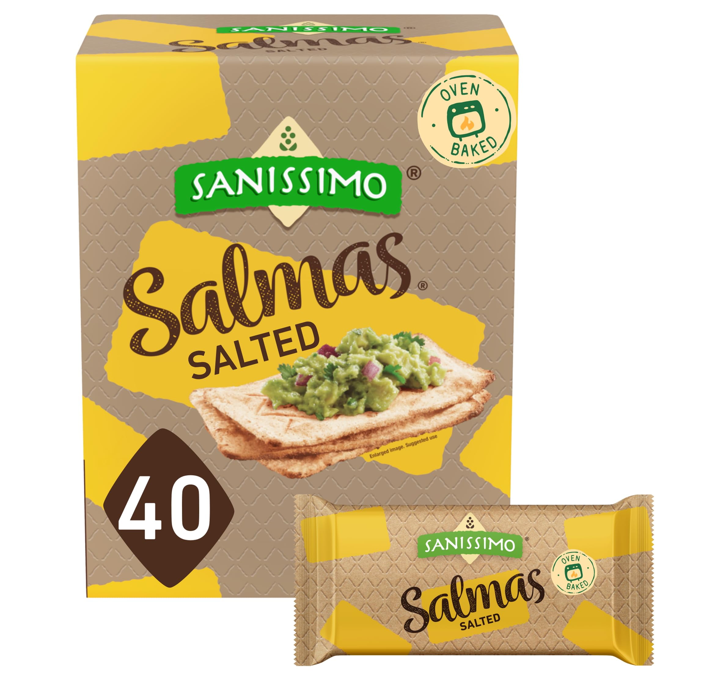 Sanissimo Salmas Salted, 40 DMF15 packs of 3 Crackers, Oven Baked Corn ...