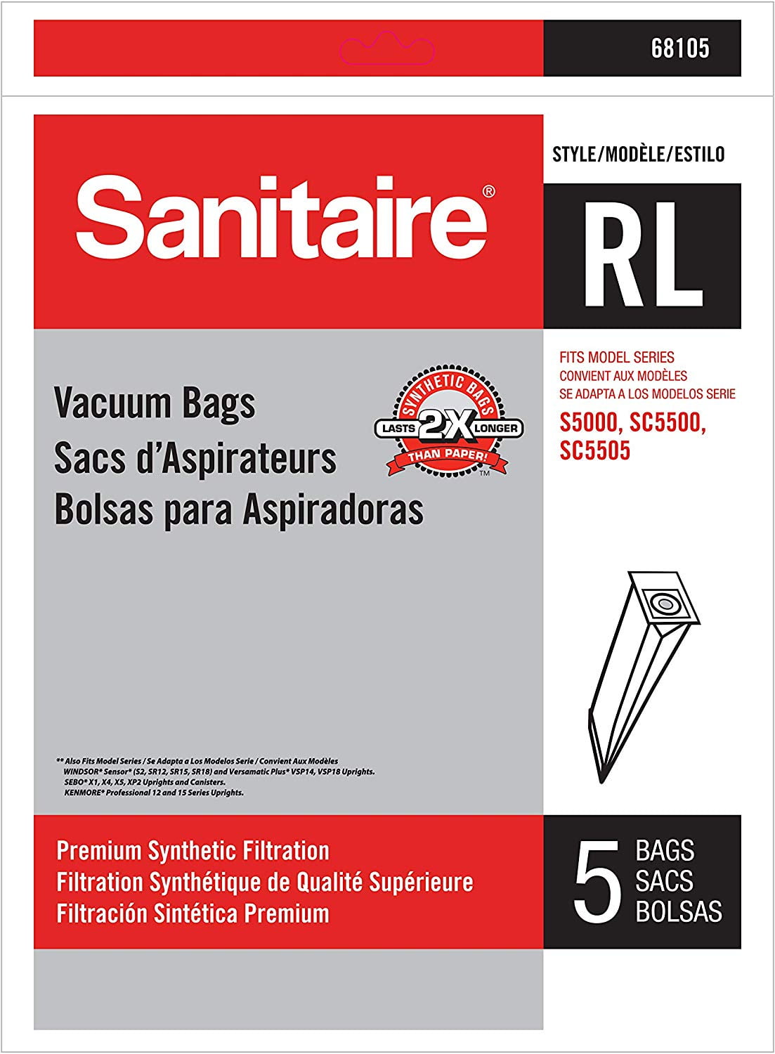 Sanitaire Vacuum Bag for EON Series Upright Vacuums Models S5000 ...