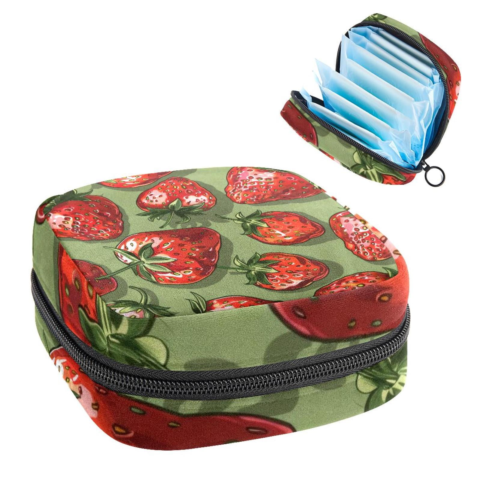 Sanitary Napkin Storage Bag, Natural Pattern Garden Fruits Strawberries ...