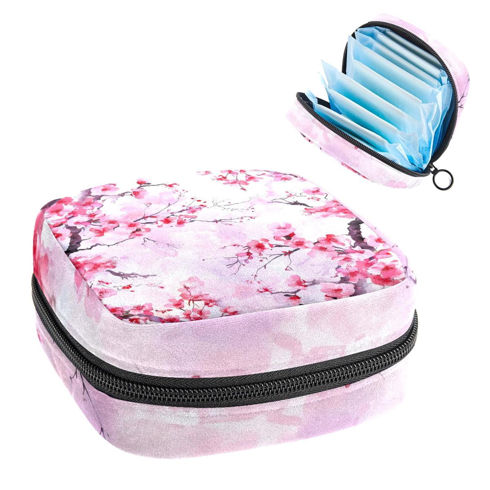 Sanitary Napkin Storage Bag, Watercolor Pink Cherry Blossoms Japanese ...