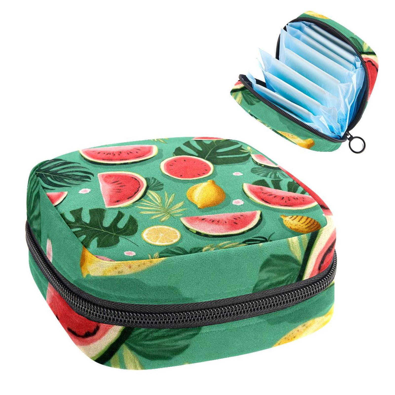 Sanitary Napkin Storage Bag, Watermelon Lemon and Tropical Leaves ...