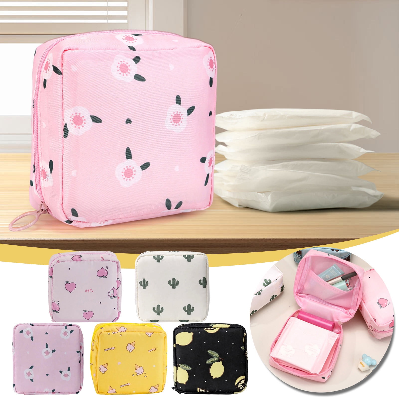 Sanitary Napkin Storage Bag, Zippered Period Bag, Waterproof Leak-Proof ...