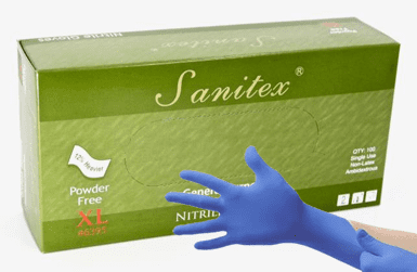 Sanitex Blue Nitrile 4.5 mil Industrial Gloves - Latex Free & Powder Free - 100/BX - 10BX/CS ...