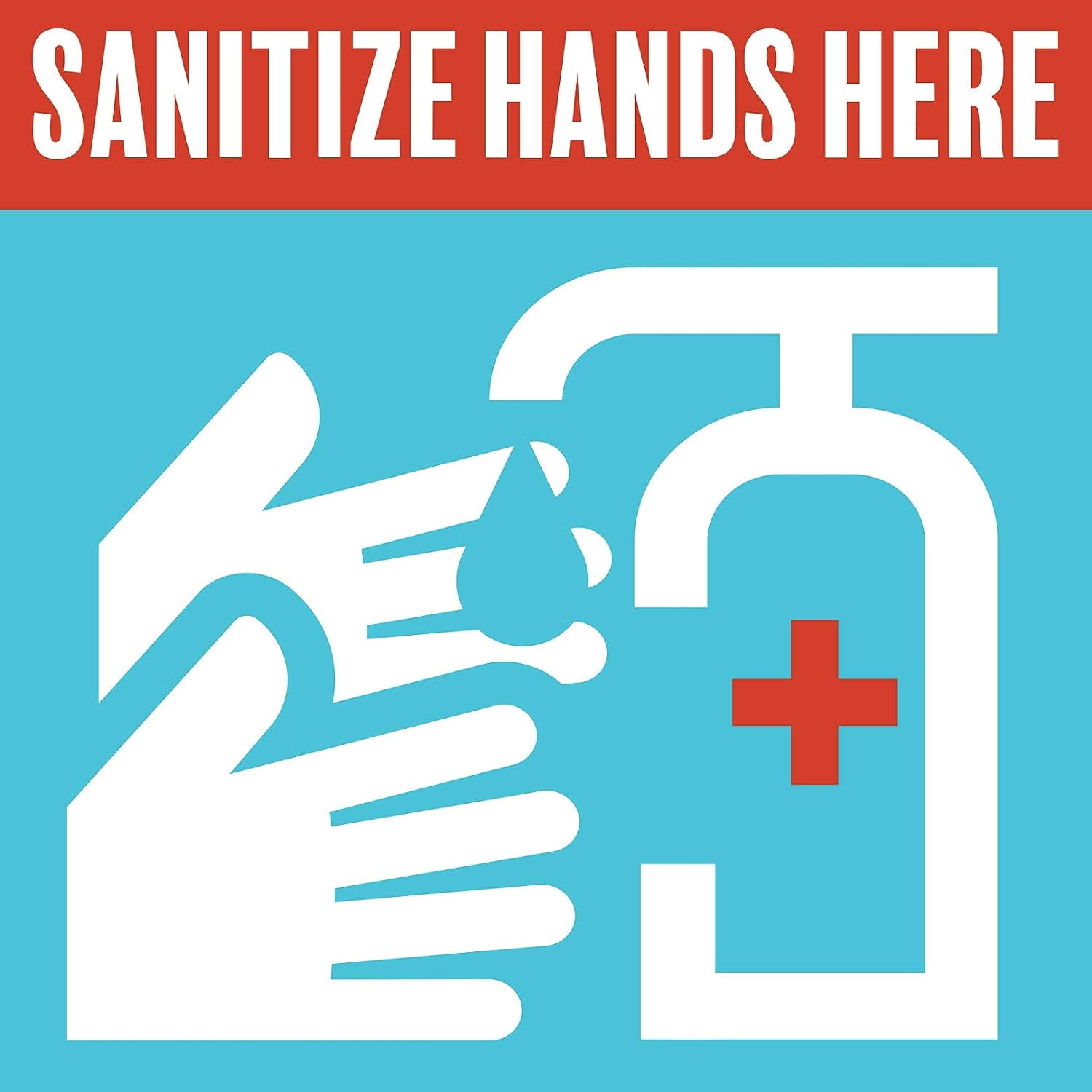 Sanitize Hands Here Sticker Labels, 6 x 6 Inch Signs Strong Self ...