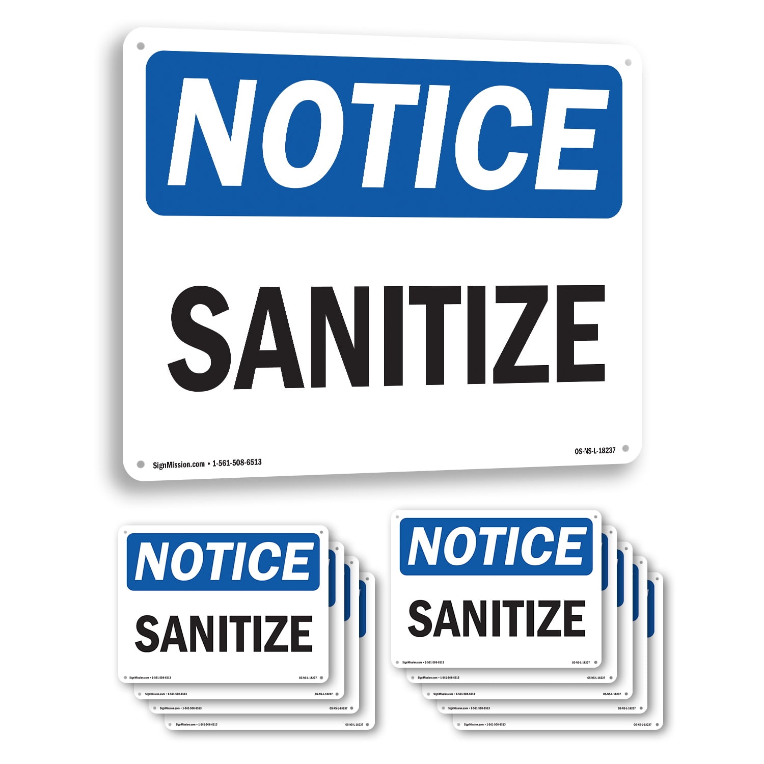 Sanitize OSHA Notice Aluminum Sign 24 Inch x 18 Inch - 10 Pack ...