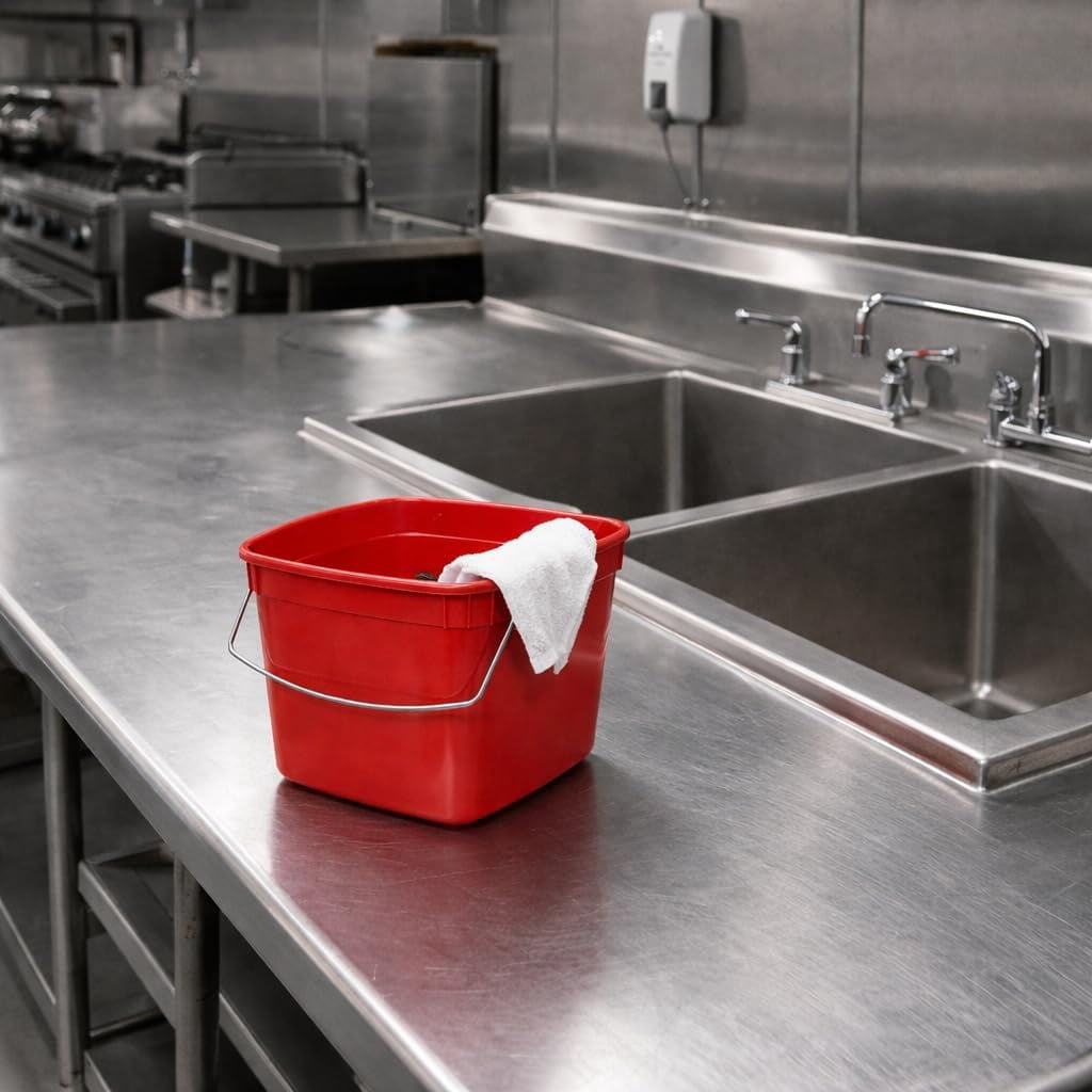 Sanitizer Pail Cleaning Bucket with Bail Handle, 6 Quart (1.5 Gallon ...