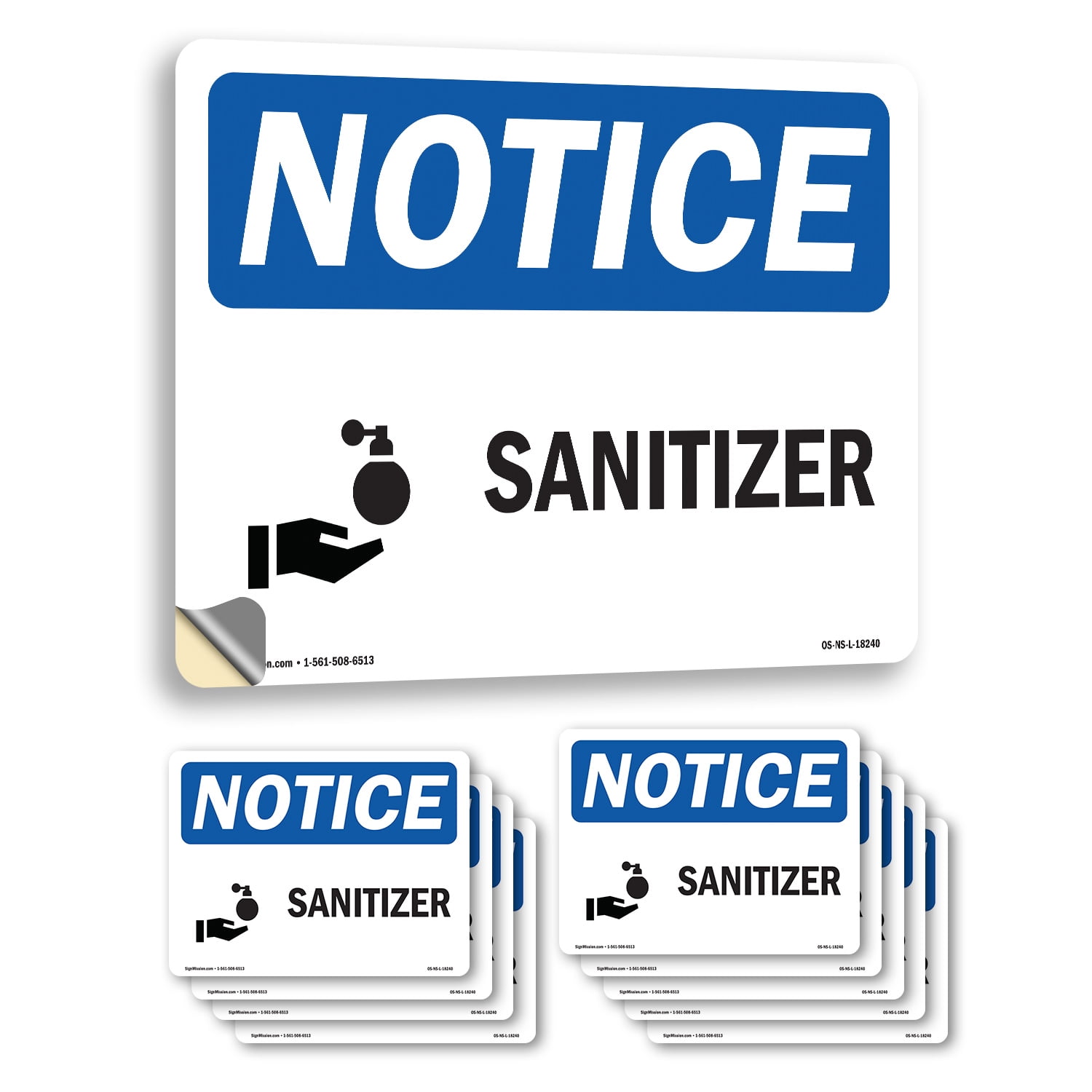 Sanitizer With Symbol OSHA Notice Vinyl Decal Label 18 Inch x 12 Inch ...