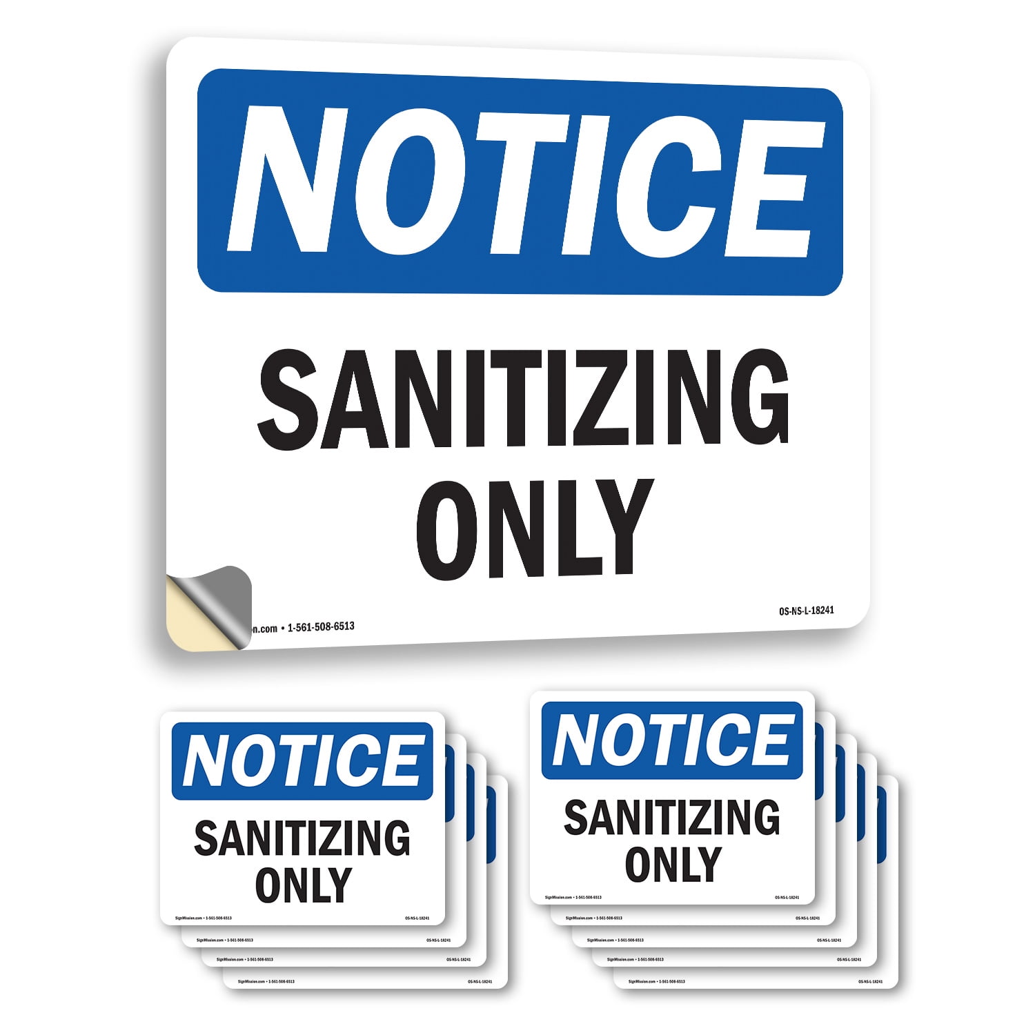 Sanitizing Only OSHA Notice Vinyl Decal Label 10 Inch x 7 Inch - 10 ...