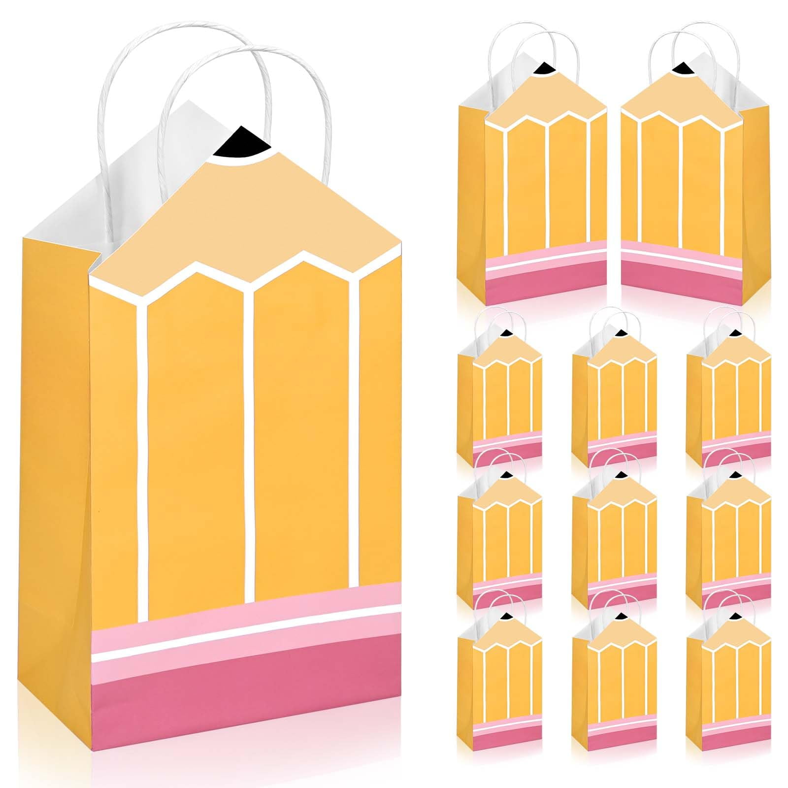 Sanixin 12 PCS Pencil SSF20 Shaped Gift Bags with Handle Teachers ...