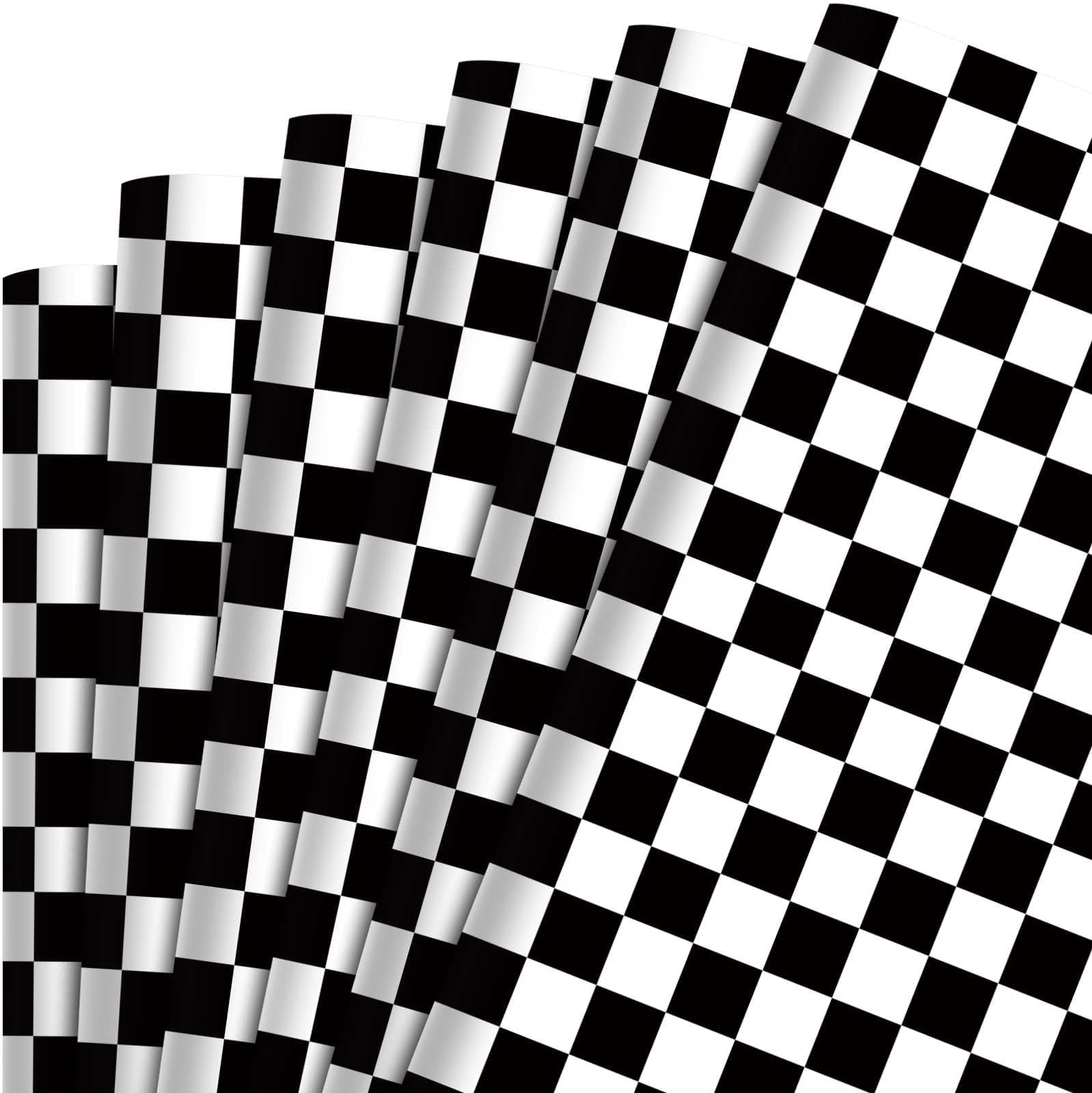 Sanixin 12 Sheet Checkered RRF12 Flag Wraping Paper Black White Racing ...