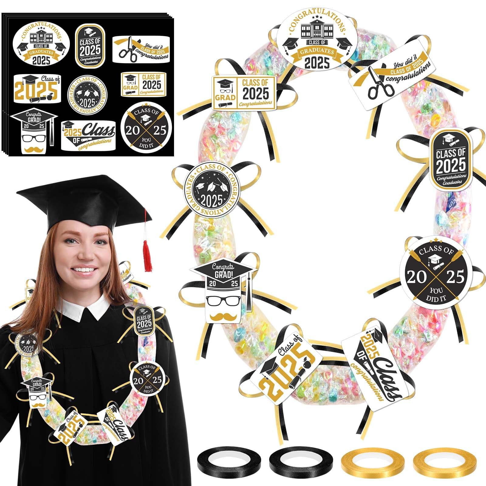 Sanixin 24 Set 2025 SSF20 Graduation Candy Lei Making Kit Black and ...