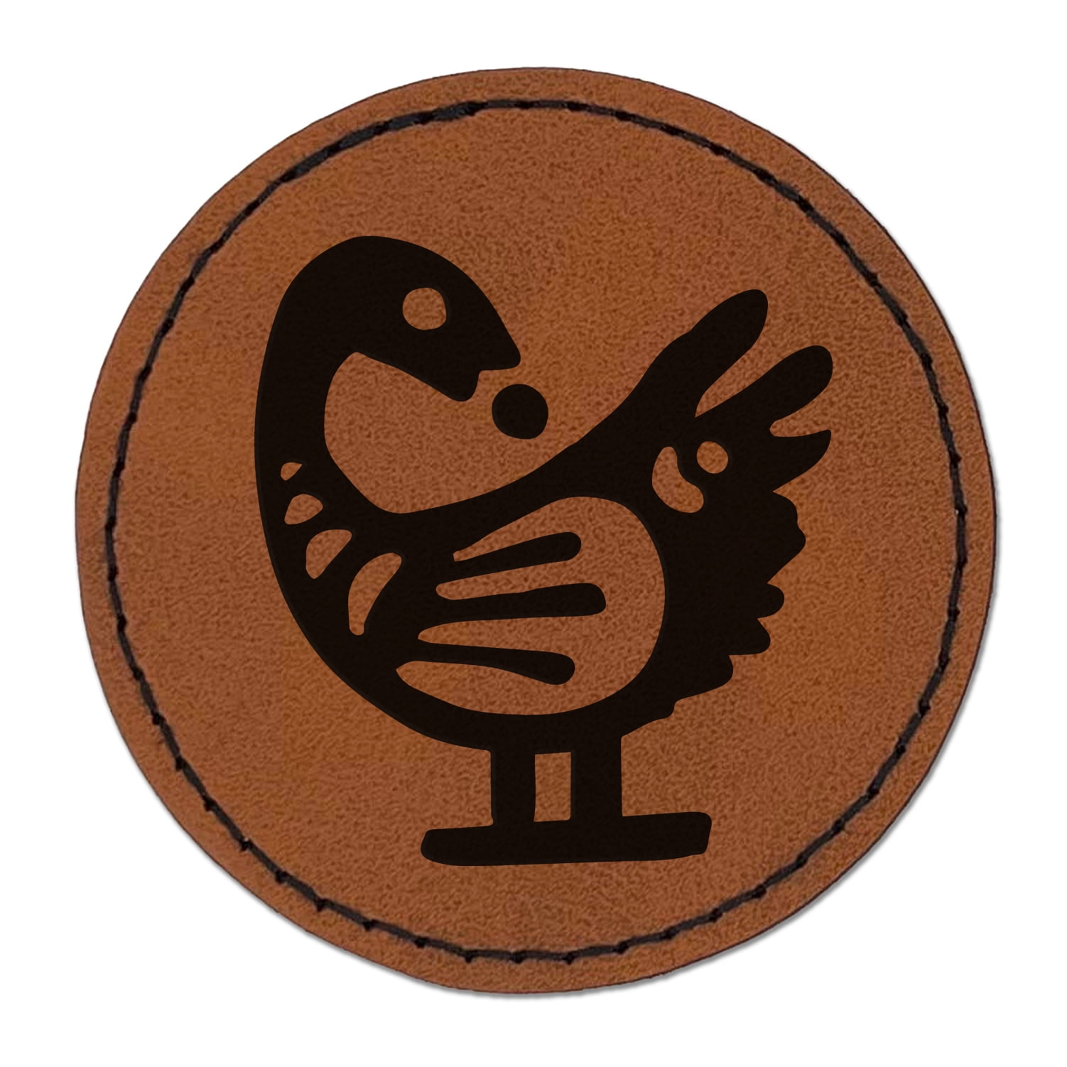 Sankofa African Adinkra Bird Symbol Reflection 2.5" Faux Leather Round Engraved Iron-On Patch ...