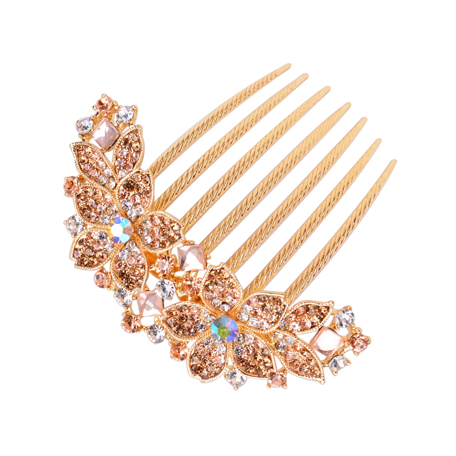 Sankuwen Women Rhinestone Inlaid Flower Hair Comb Hairpin Barrette ...