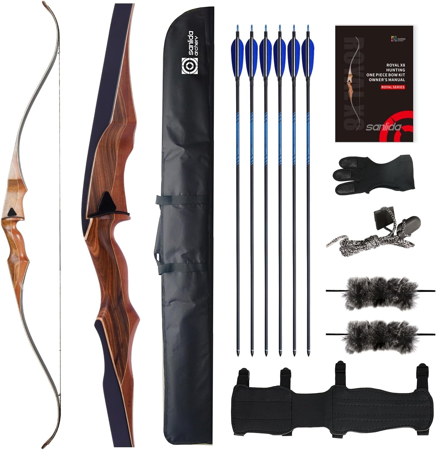 Sanlida Archery 60" Royal X8 One-Piece Bow Traditional Wooden Hunting ...