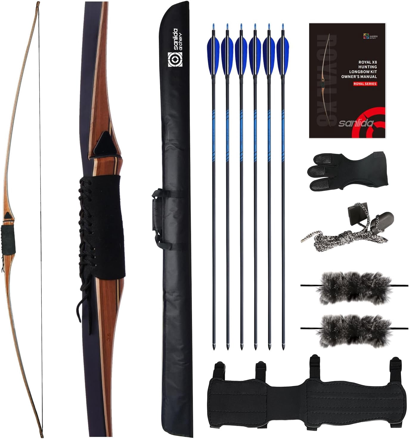 Sanlida Archery 68” Royal X8 Longbow Traditional Wooden Hunting Bow ...