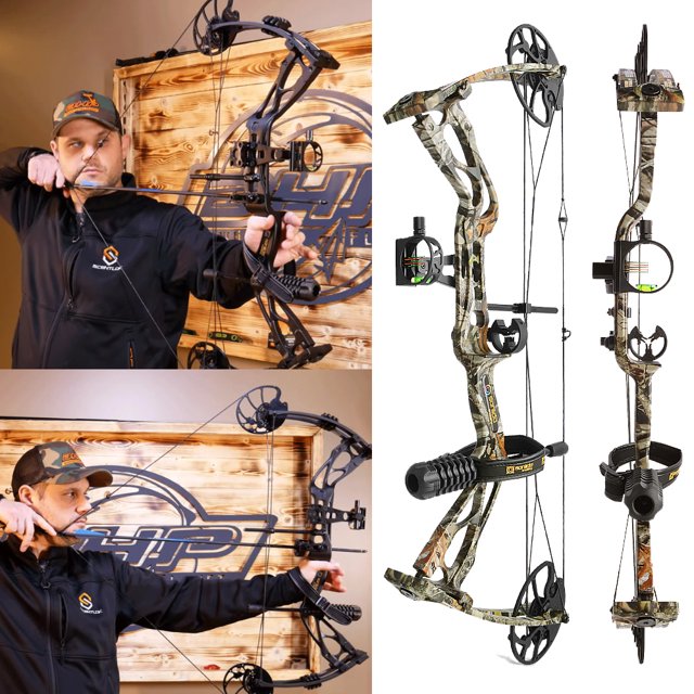 Sanlida Archery Compound Bow Dragon X8 with 3pcs Arrows Kit for Adults and Teens Hunting-Camo ...