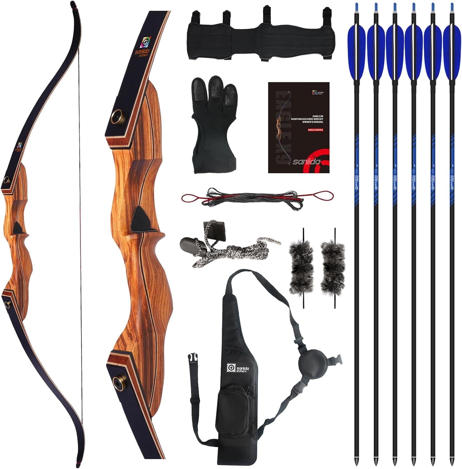 Sanlida Eagle X9 New 58” RTH Standard Hunting Recurve Bow and Arrow Set ...
