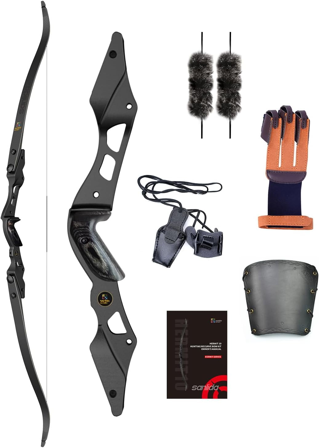 Sanlida Hermit 10 ILF Hunting Recurve Bow Kit for Adults 62" 30-55 Lbs ...