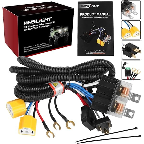 Sanlufa 1Set 2 Headlight Wiring Harness H4 Relay Harness H6054 LED ...