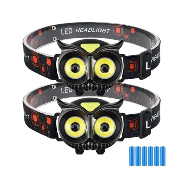 Sanlufa 2 Pack LED Headlamp, Owl Headlight for Kids Leightweight, COB ...