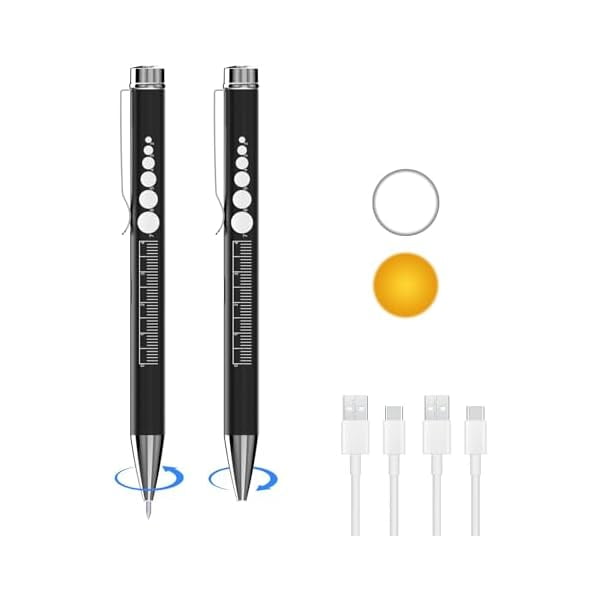 Sanlufa 2 Rechargeable Ballpoint Pen Lights with Pupil Gauge & Ruler ...