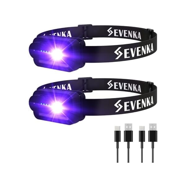 Sanlufa 2 UV Headlamp Flashlight Black Light, Rechargeable LED Hand ...