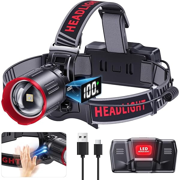 Sanlufa 2000 LUMENS LED Rechargeable Head Lamps, Zoomable Headlamp with ...