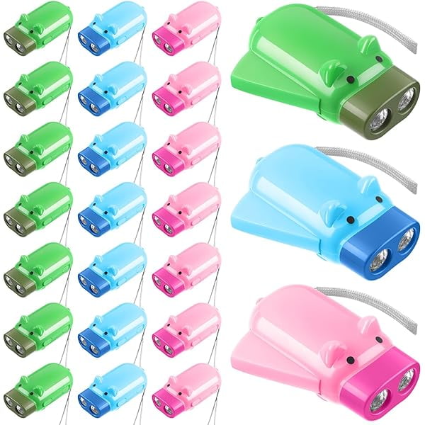 Sanlufa 24 Pack Hand Crank Flashlight Bulk No Battery Pig Wind up ...