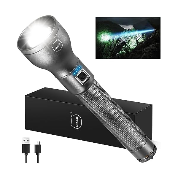 Sanlufa 250,000 Flashlights High Lumens, IPX7 & Zoomable XHP-90 Led Super Bright Rechargeable ...