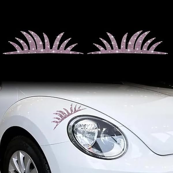 Sanlufa 2Pcs Car Headlight Bling Eyelashes Stickers Diamond Auto Eyelid ...