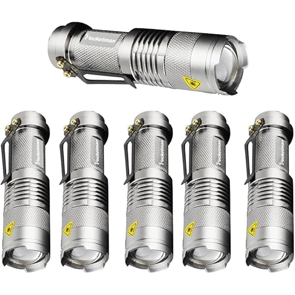 Sanlufa 6 Pack,7W 300LM SK-68 3 Modes Mini Light Black Q5 LED Tactical ...