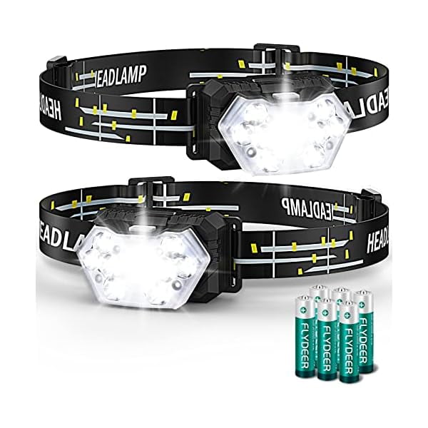 Sanlufa 9 LED Headlamp Battery Powered, 2 Packs 2000 Lumens Headlight ...