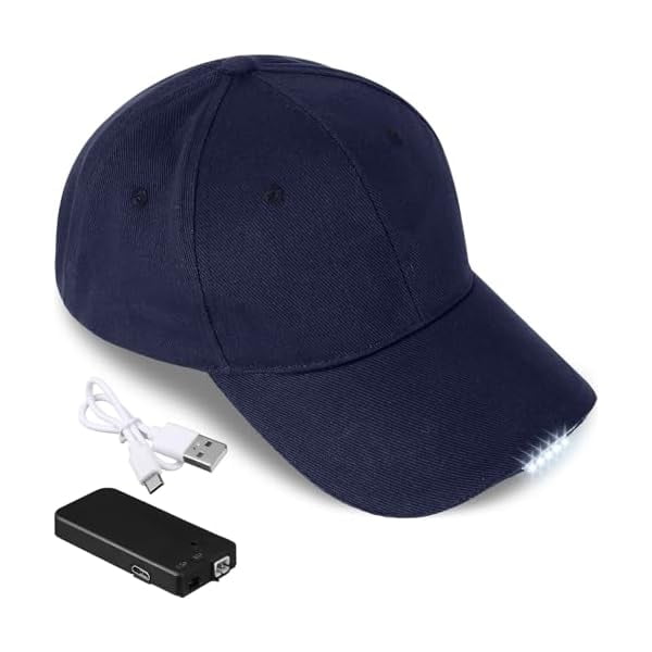 Sanlufa Baseball Cap with Light Rechargeable LED Hat with USB Cable and ...