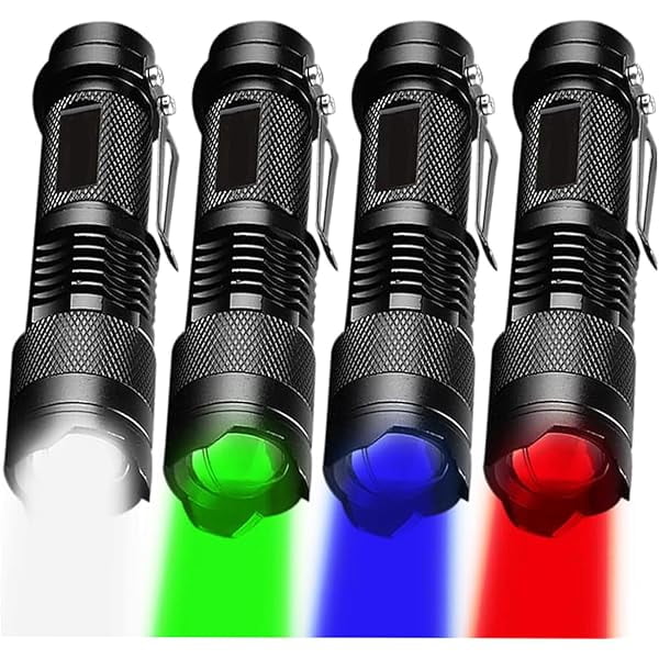 Sanlufa LED Flashlights 4 Pack White Green Red Blue Light Zoomable Mini ...