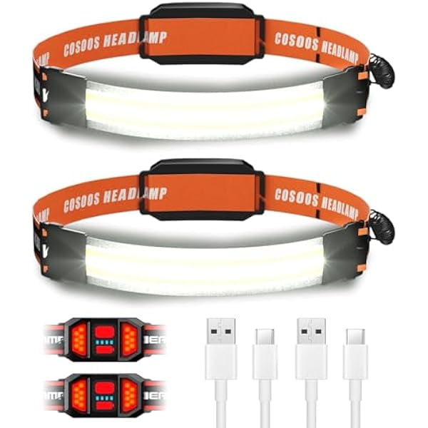 Sanlufa Original 2 LED Headlamp Rechargeable Flashlight, Bright Wide ...