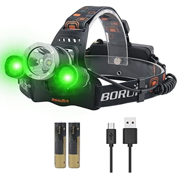 Sanlufa RJ-3000 LED Rechargeable Headlamp with Green Light, Super ...