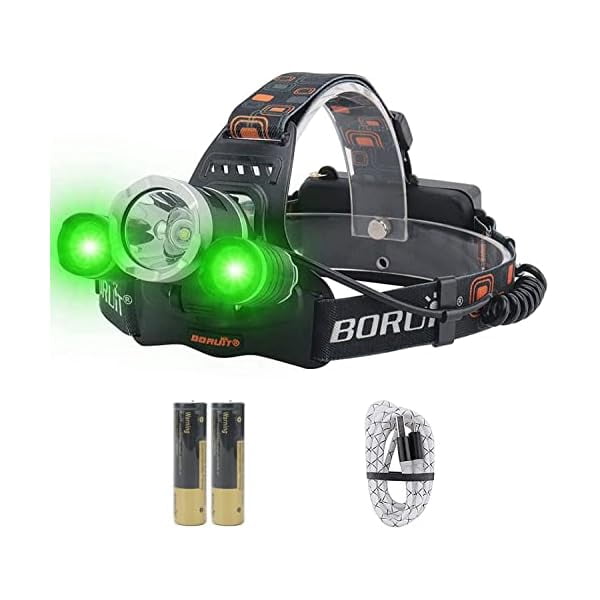 Sanlufa RJ-3000 LED Rechargeable Headlamp with Green Light,Super Bright ...