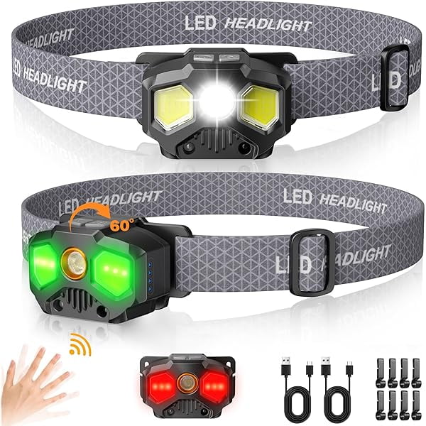 Sanlufa Rechargeable Headlamp, 2 Pack 1400 Lumens LED Headlamp with Red ...