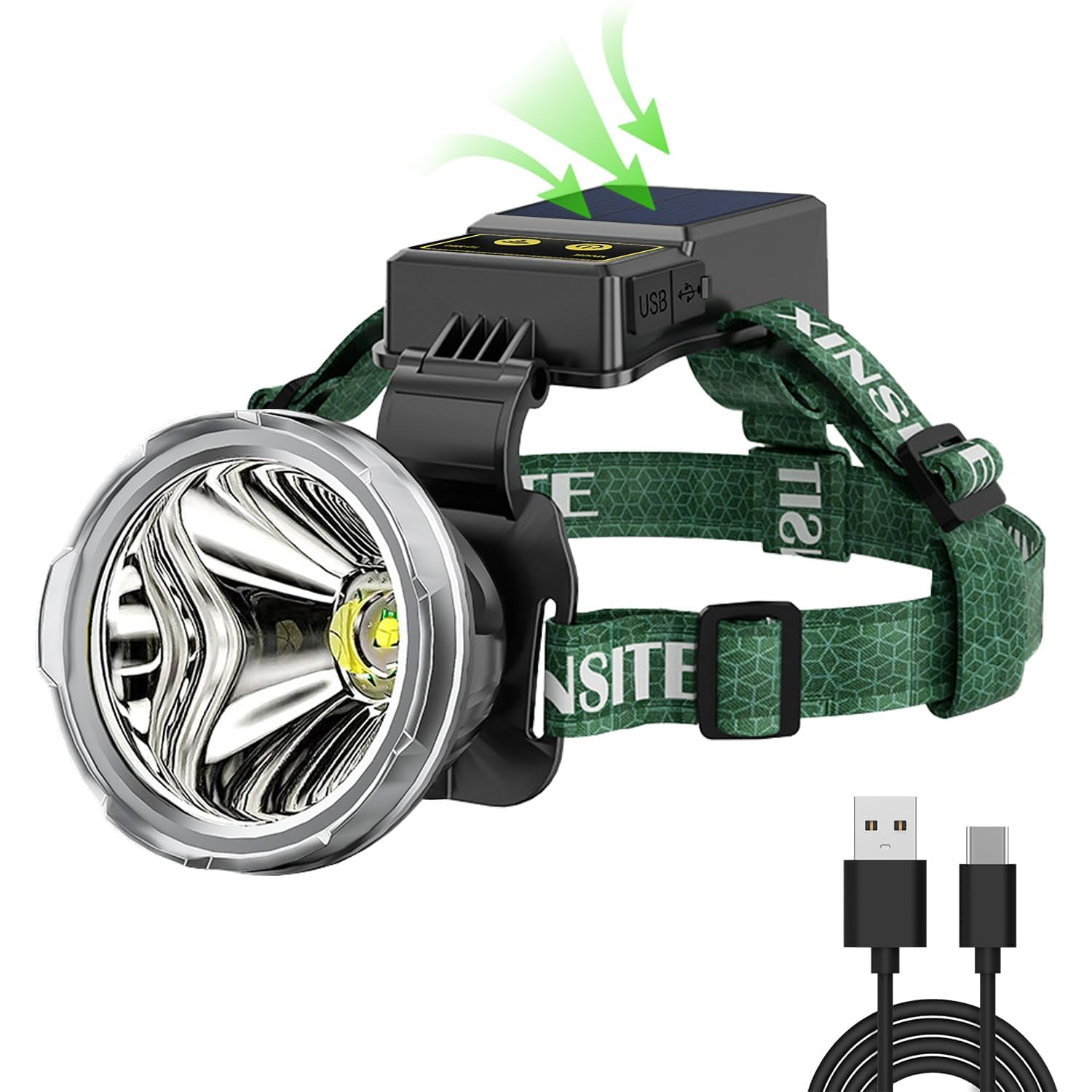 Sanlufa Solar/Rechargeable Headlamps high Lumens Super Bright Headlamp ...