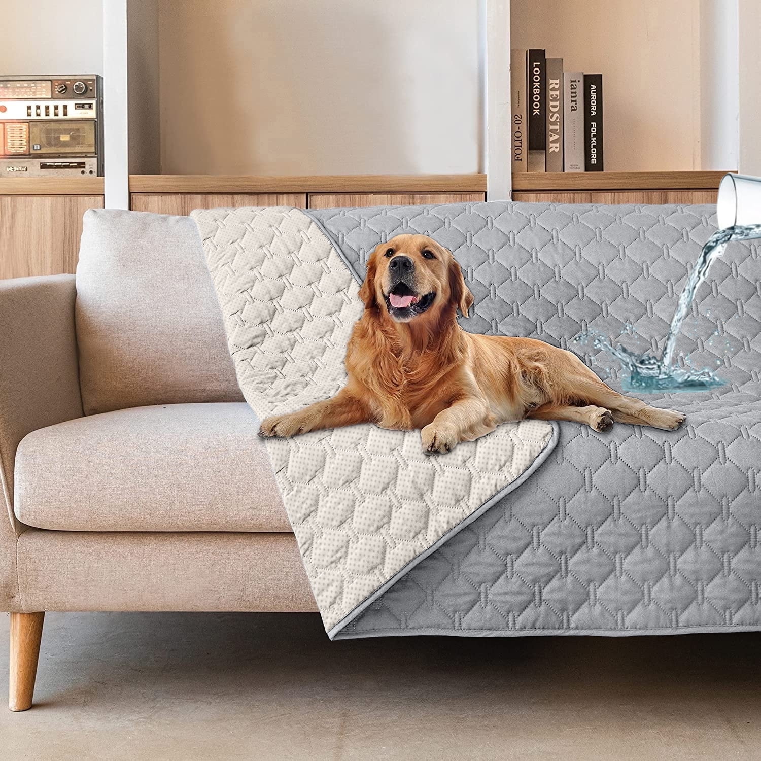 Sanmadrola 100% Double-Sided Waterproof Dog Bed Cover Pet Blanket Sofa ...