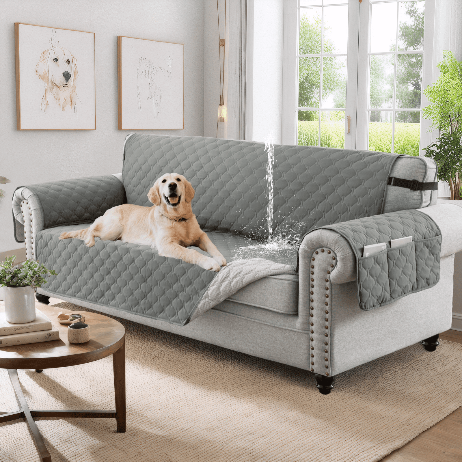 Sanmadrola 100% Waterproof Couch Covers Non-Slip Sofa Cover with ...