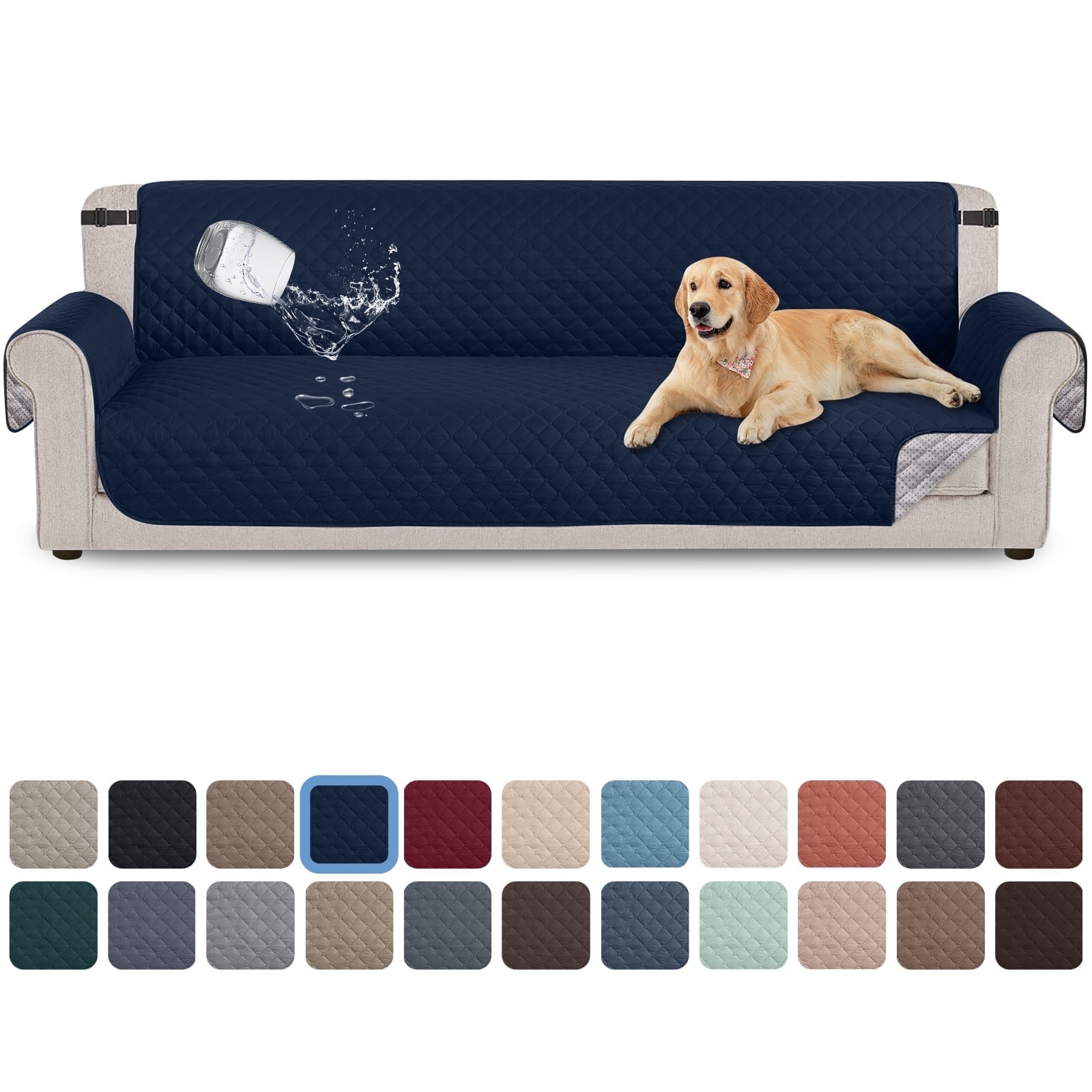 SANMADROLA 100% Waterproof Non-Slip Sofa Cover, Dark Blue, Oversized ...