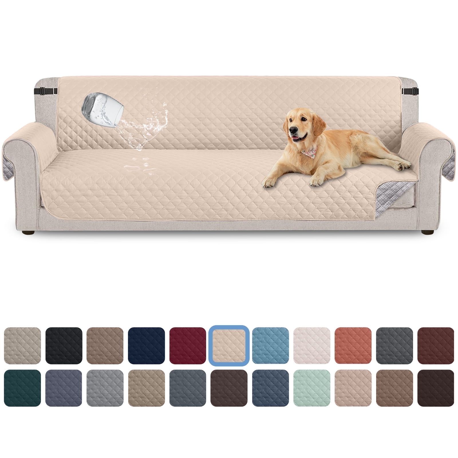 SANMADROLA 100% Waterproof Sofa Cover, Machine Washable, Khaki ...