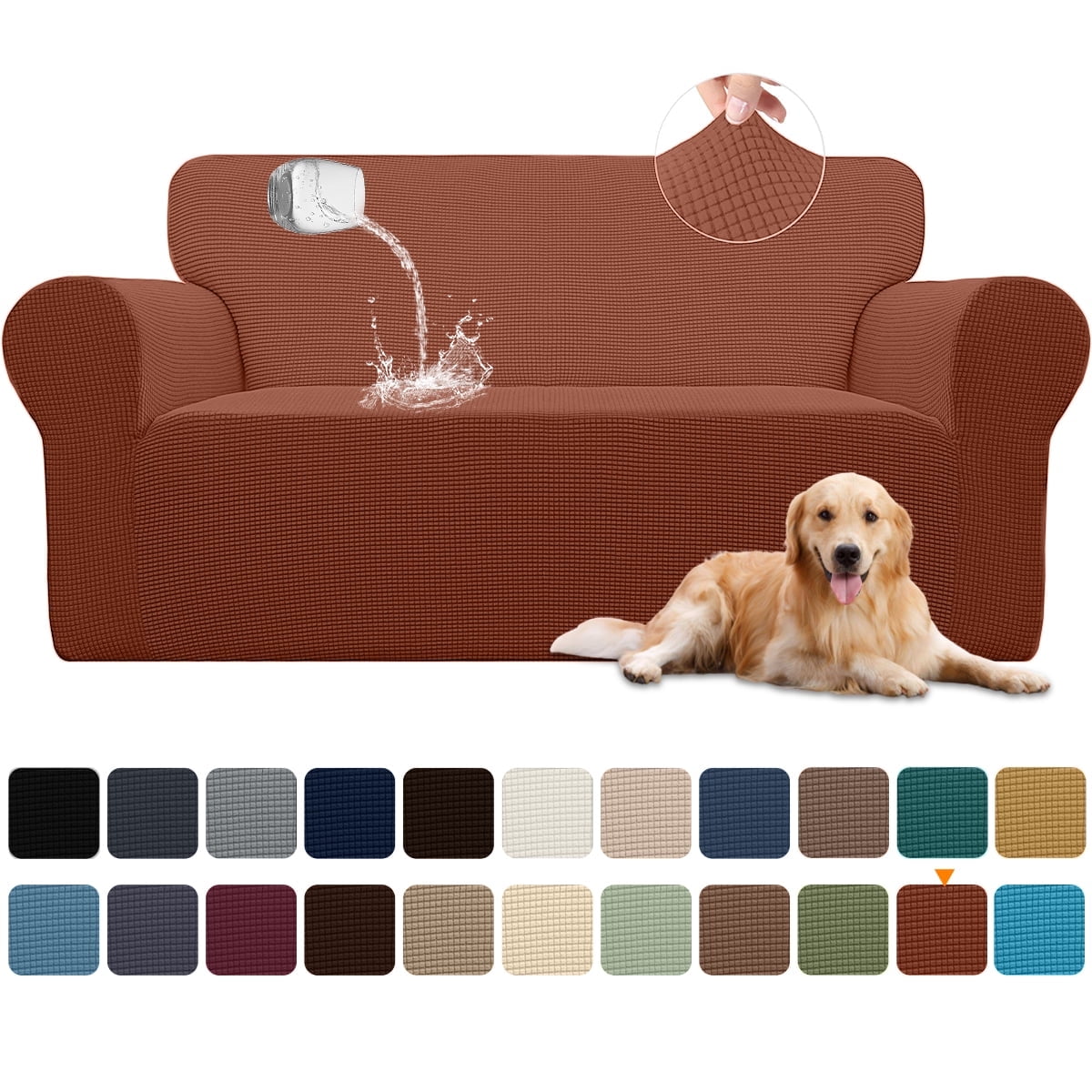 SANMADROLA, Waterproof Sofa Cover, Loveseat, Rust Red - Walmart.com