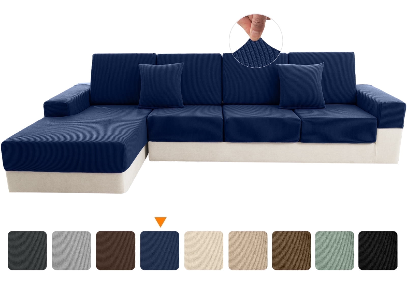 Sanmadrola Couch Cushion Cover for Sectional Sofa,Stain Resistant High ...