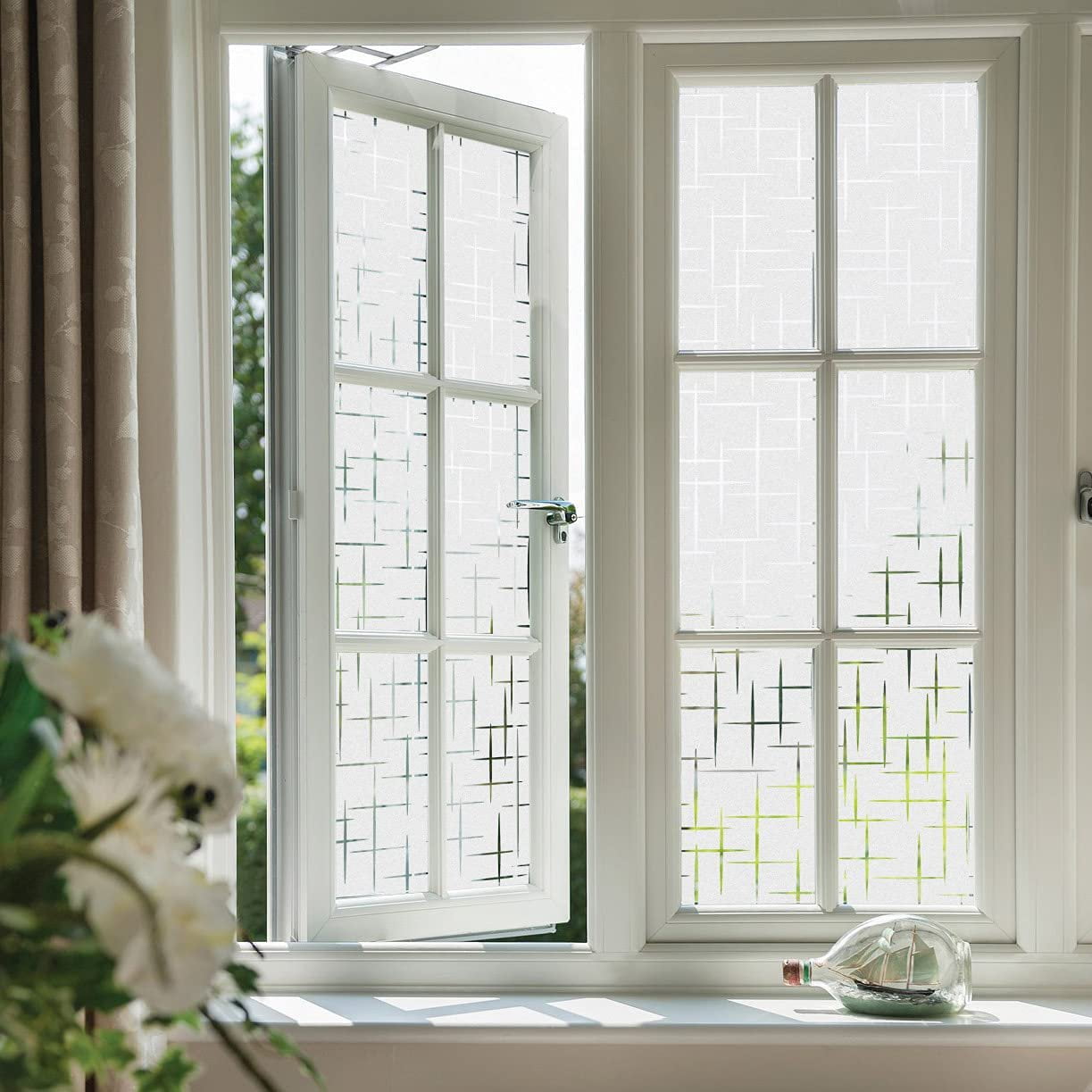 Sanmadrola 17.7''x158'' Frosted Window Film Non-Adhesive, Frosting ...