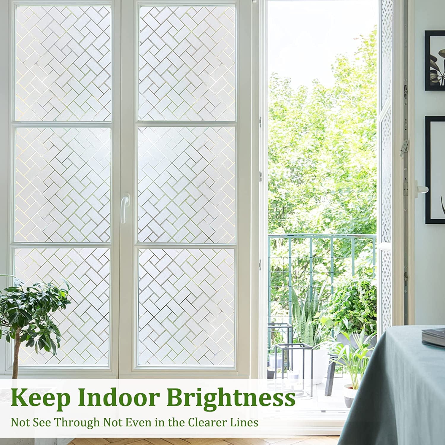 Sanmadrola 17.7''x158'' Window Privacy Film Window Clings Frosted Glass ...