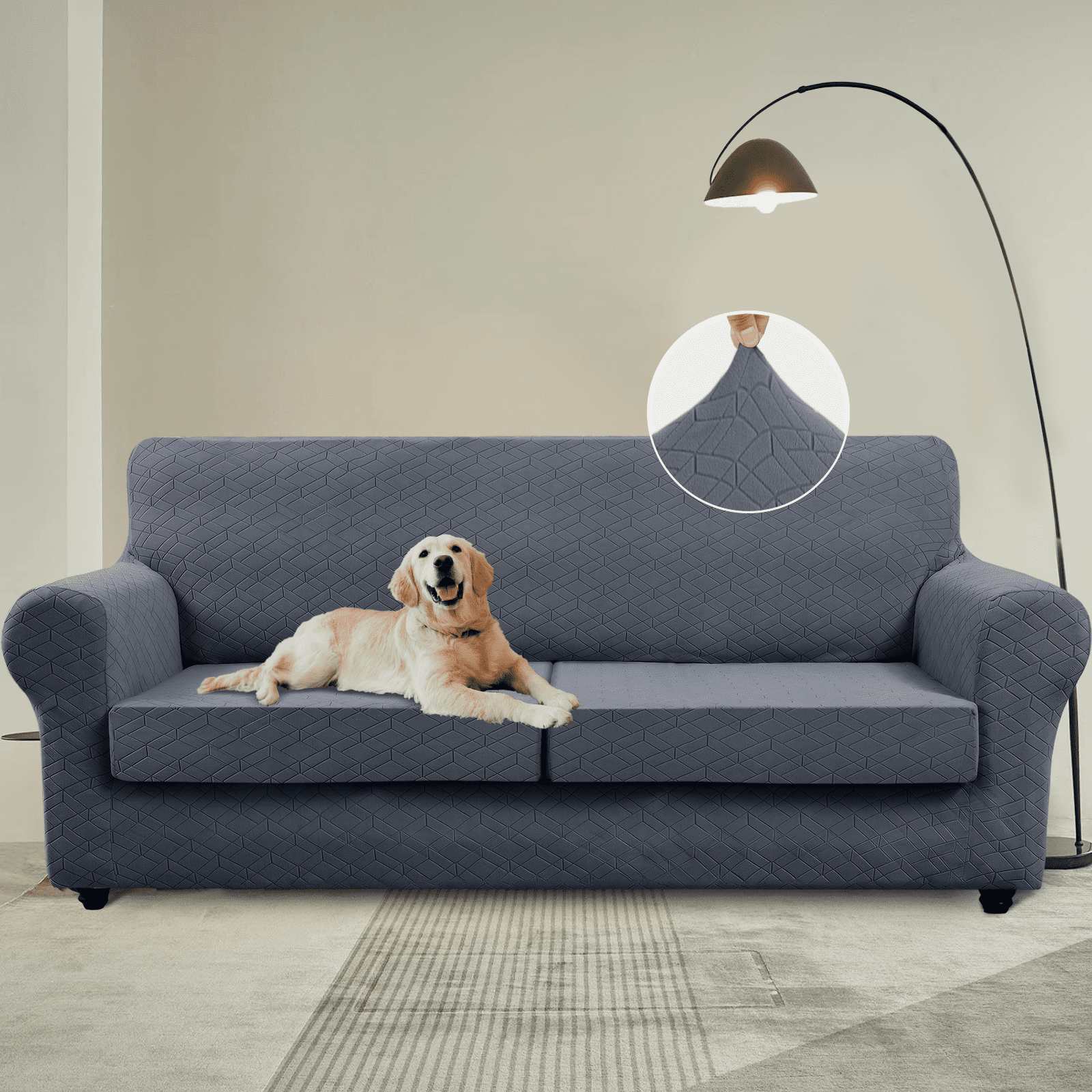 Sanmadrola 3 Piece Stretch Sofa Covers Couch Covers for 2 Cushion Couch ...