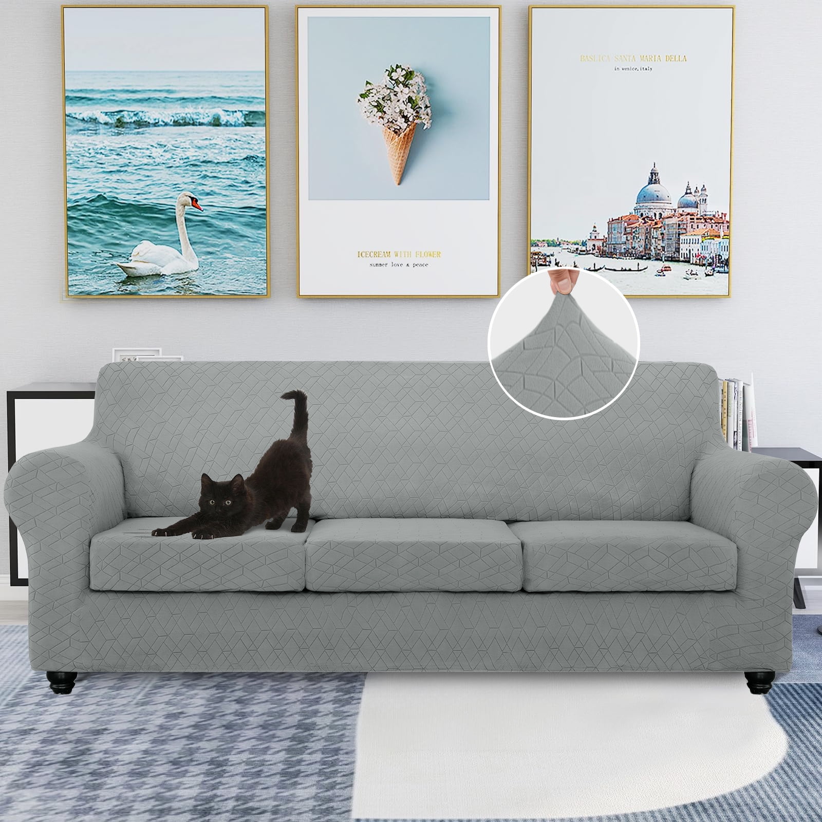 Sanmadrola 4 Piece High Stretch Sofa Slipcover Oversized Sofa Cover ...