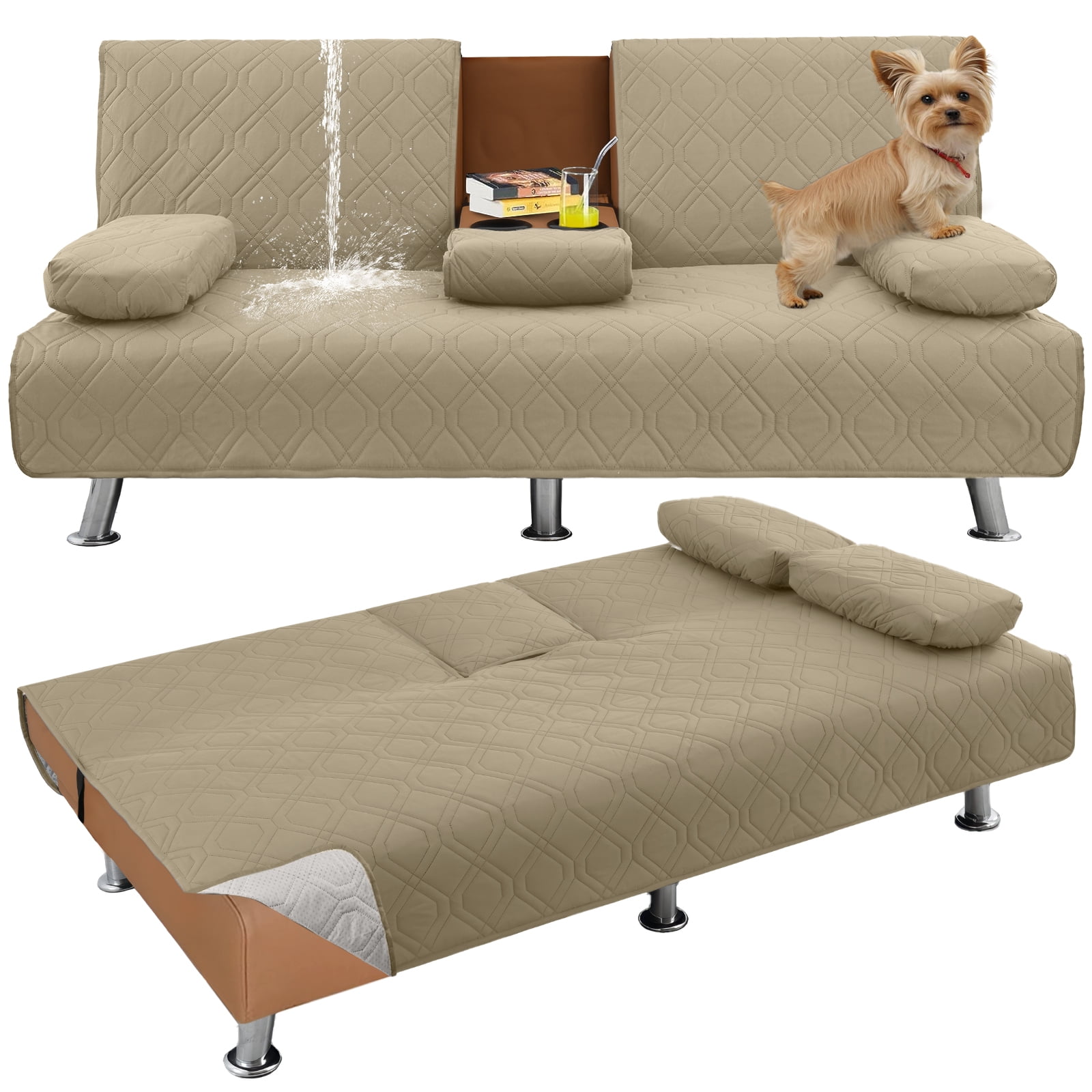 Sanmadrola 4-Piece Waterproof Futon Couch Covers Sofa Bed Cover Anti ...